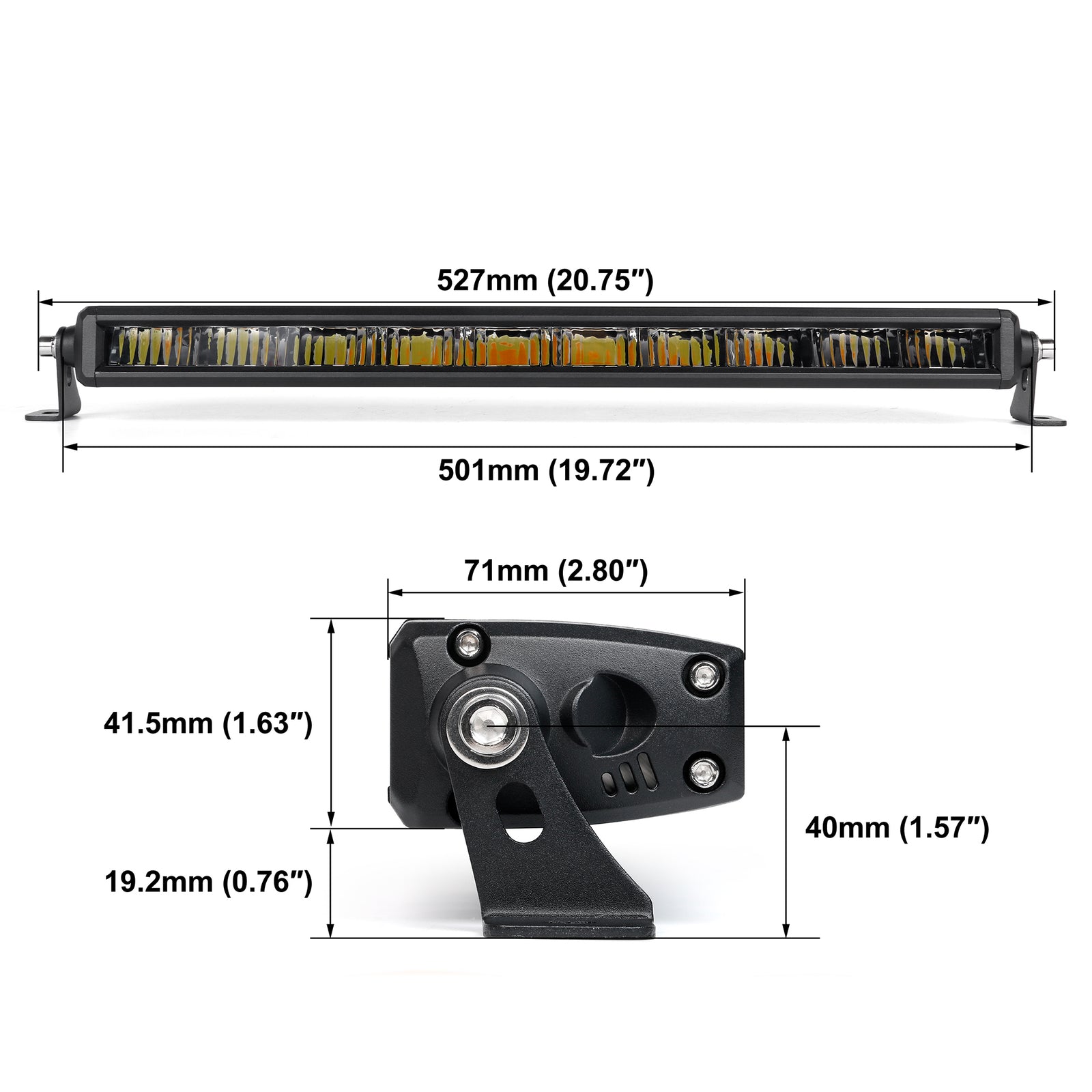 Rock Series 20 Inch Single Row Dual Color Beam LED Off-Road Light Bar