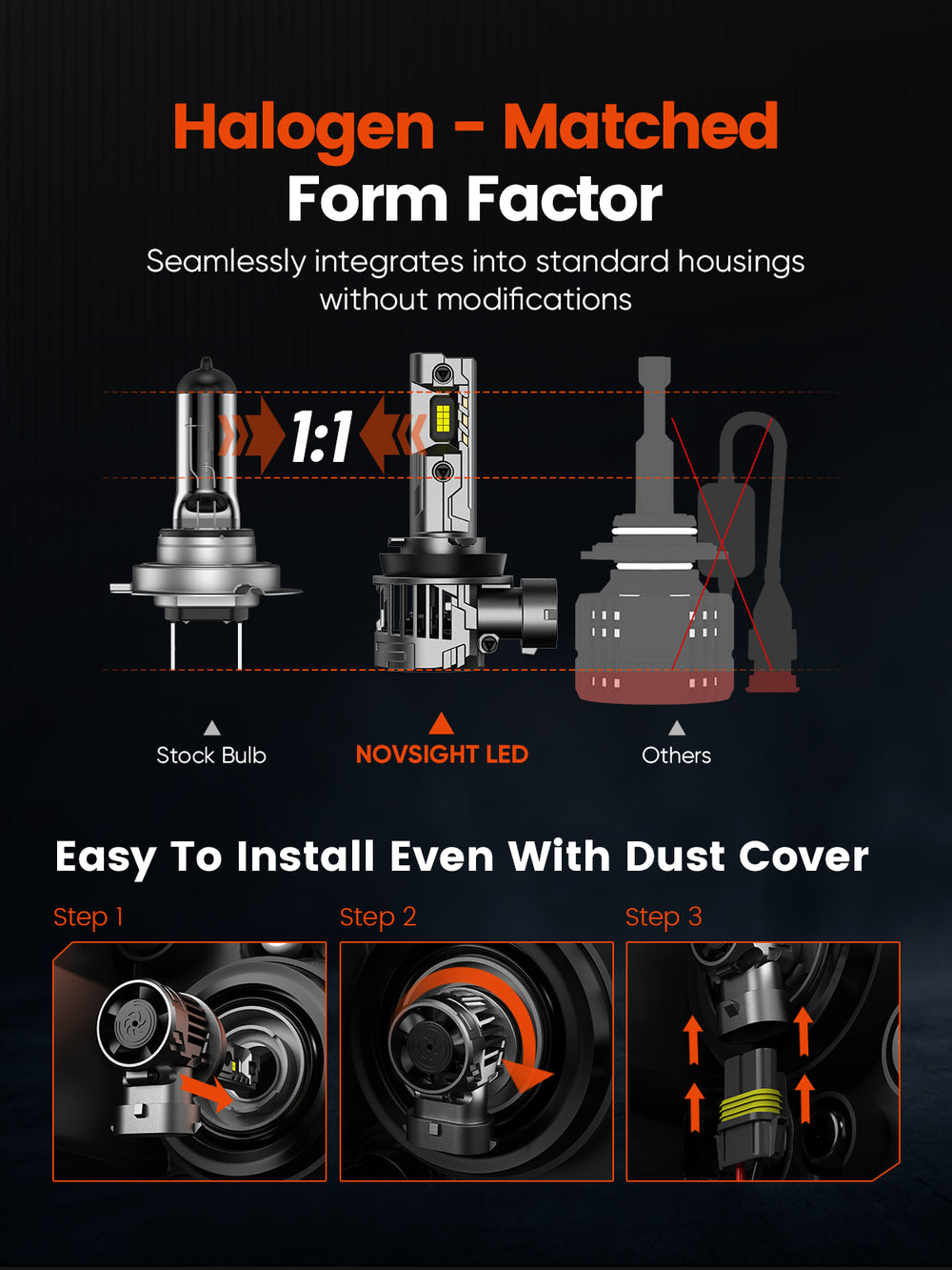 Novsight N99 Series Wireless H11 H8 H9 LED Headlight Bulbs 100W 24000LM ...