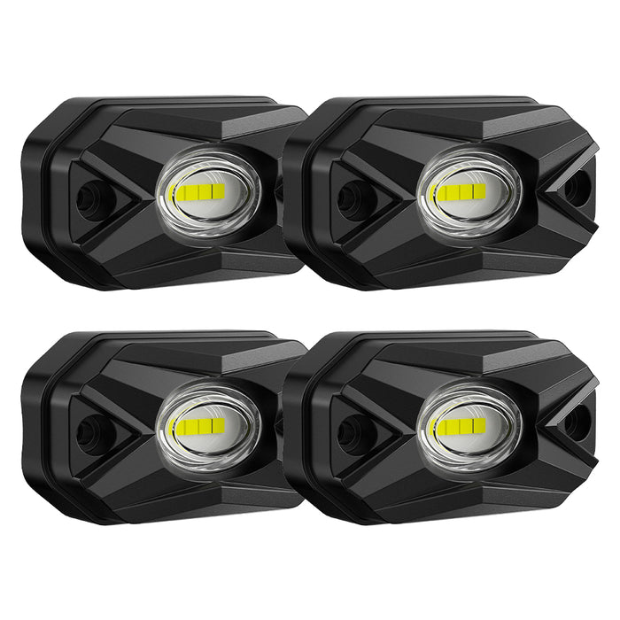 LED Rock Lights Kit White Light Flood Beam (4 Pods/8 Pods Set)