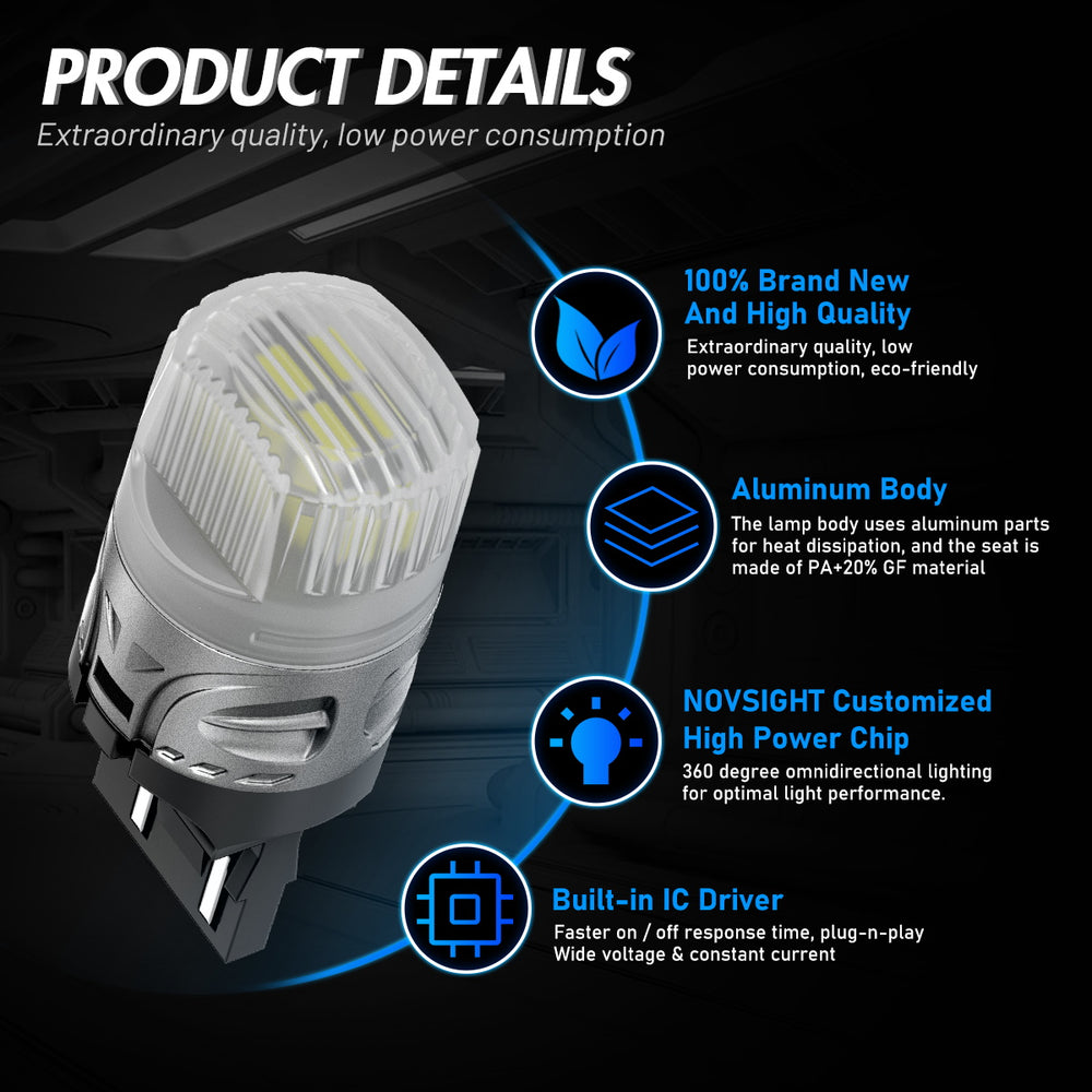 7443 T20 7444 W21 5W LED Bulbs for Rear Front Sinal Lights DRL - White