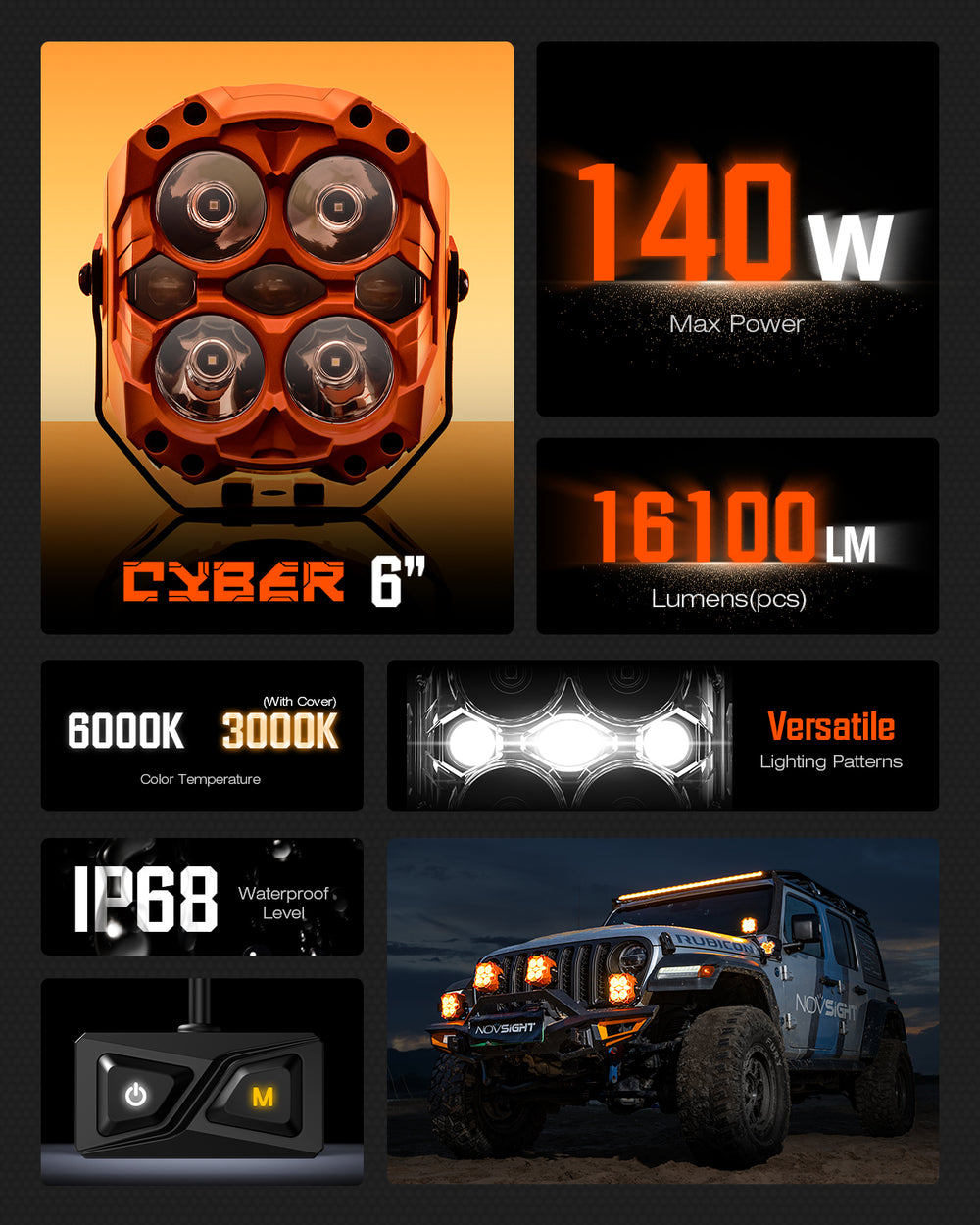 Cyber | 6-inch LED Pod Lights Cyber Orange