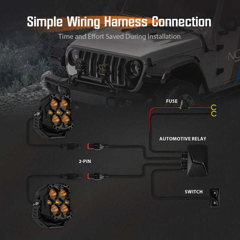 Cyber | 6-inch LED Pod Lights Amber Light Warrior Black