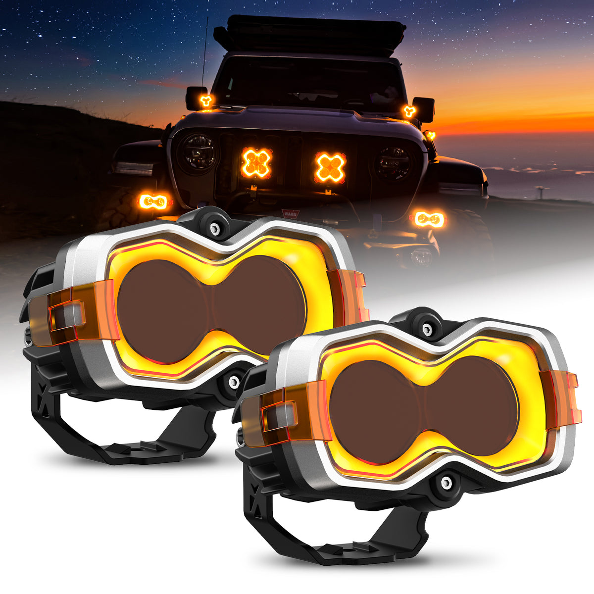 NOVSIGHT HALO Series 4.5‘‘ LED Light Pods with DRL 35W Twin Light Kit ...