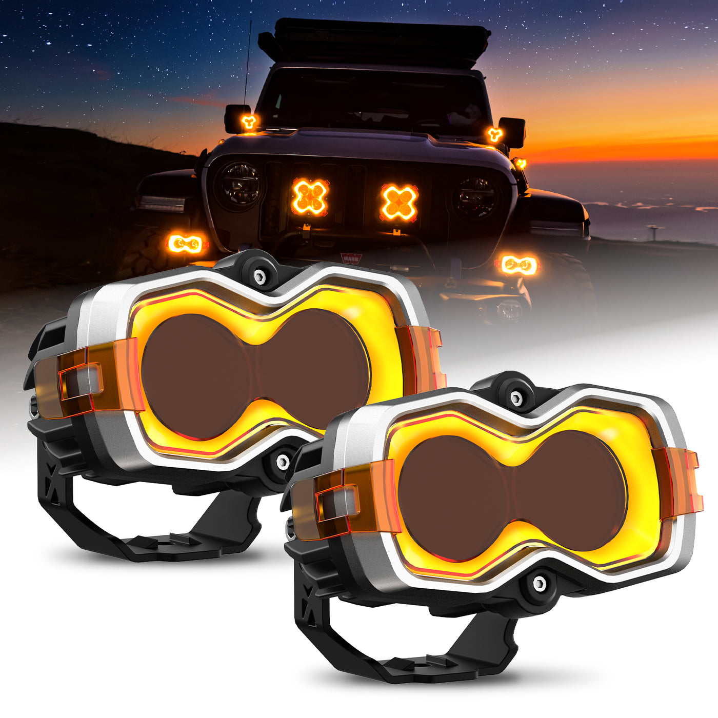 NOVSIGHT HALO Series 4.5‘‘ LED Light Pods with DRL 35W Twin Light Kit ...